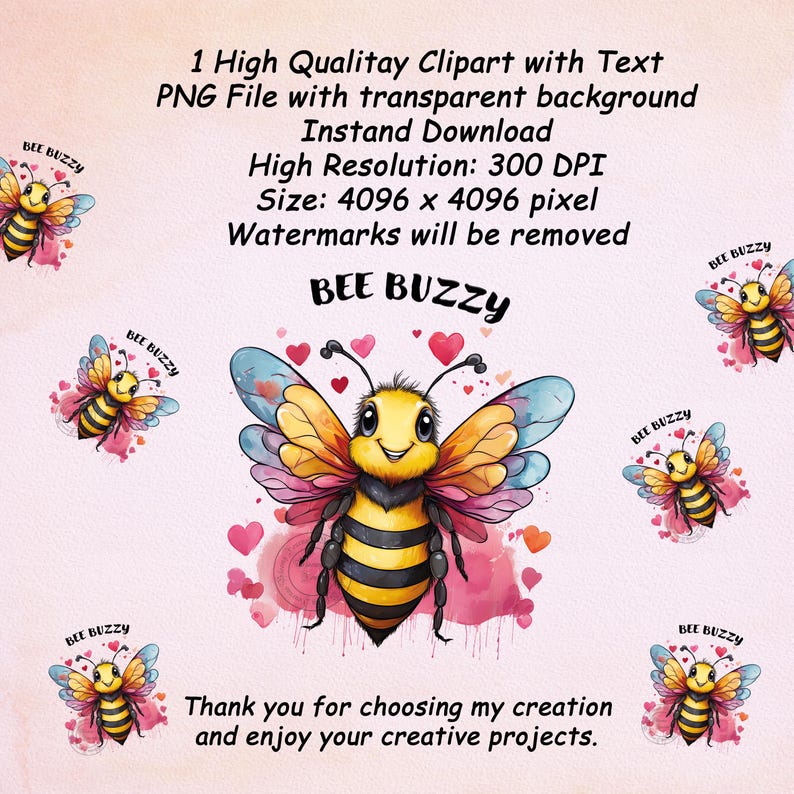 BEE Buzzy Bee Clipart, Bee Graphic, Honey Bee, Cute Bee, Bee Art, for ...