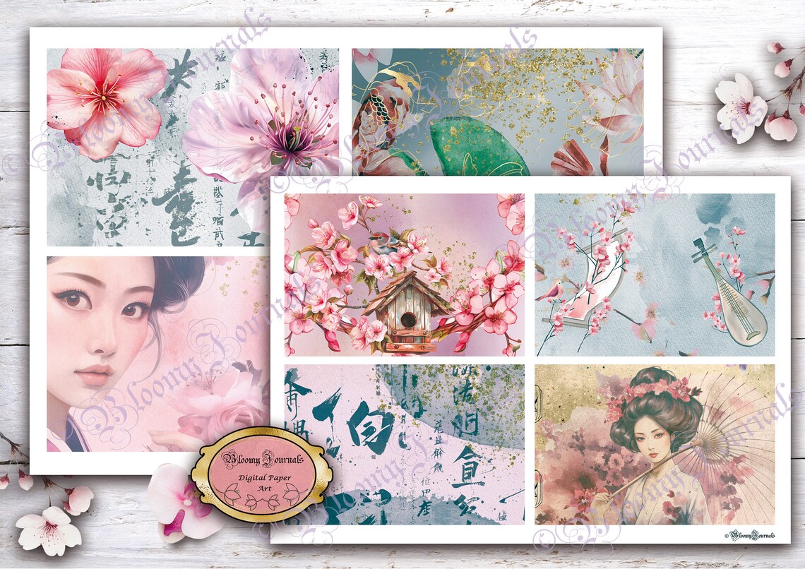 Cherry Blossom Dreams, Sakura Japan Junk Journal, Digital Journal ...