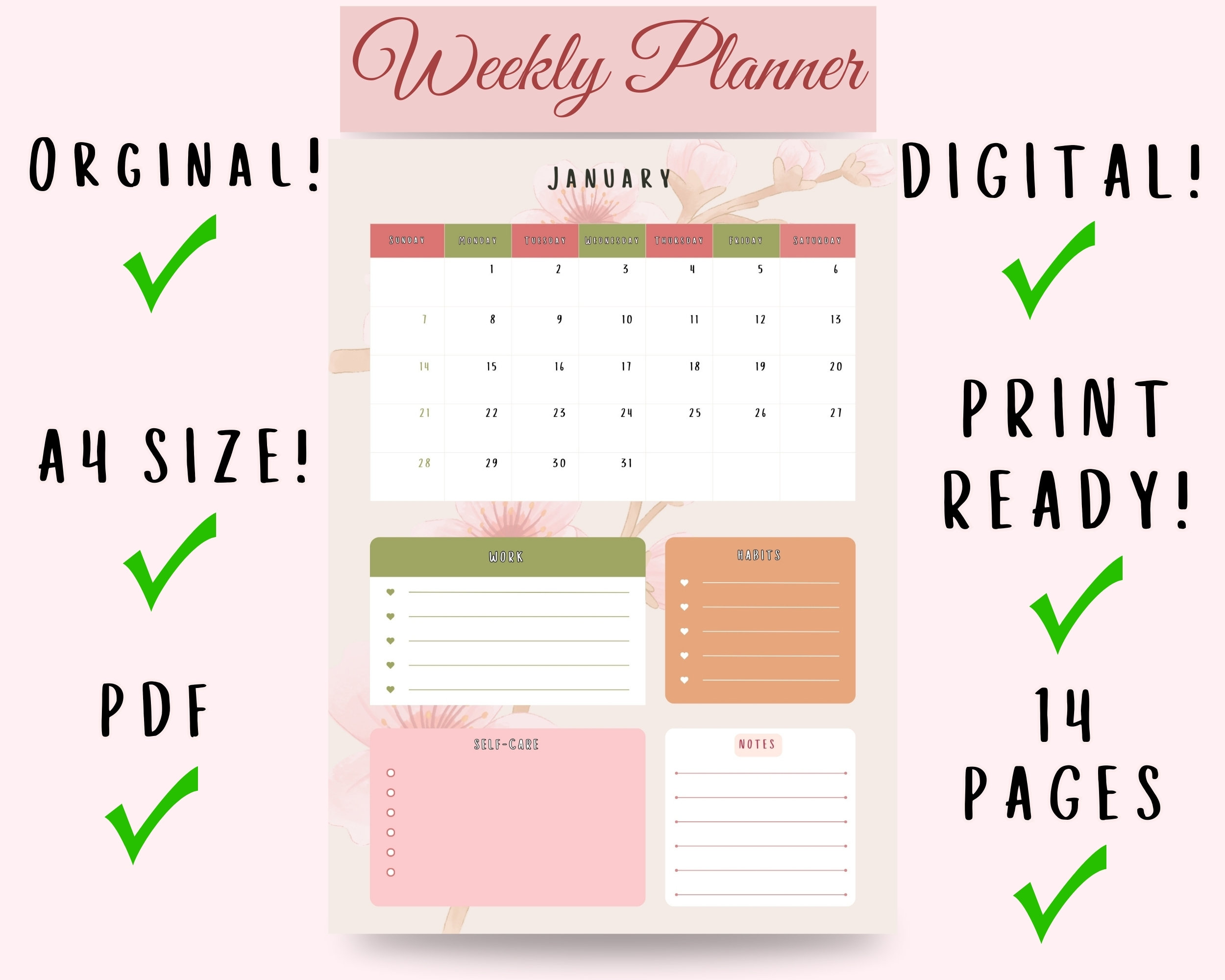 Weekly Digital Planner Planners Kids Planner Working Planner Priintable ...