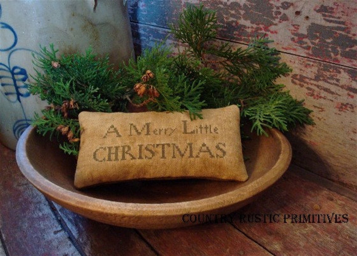 Primitive A Merry Little Christmas Pillow Tuck Cross Stitch E Pattern ...