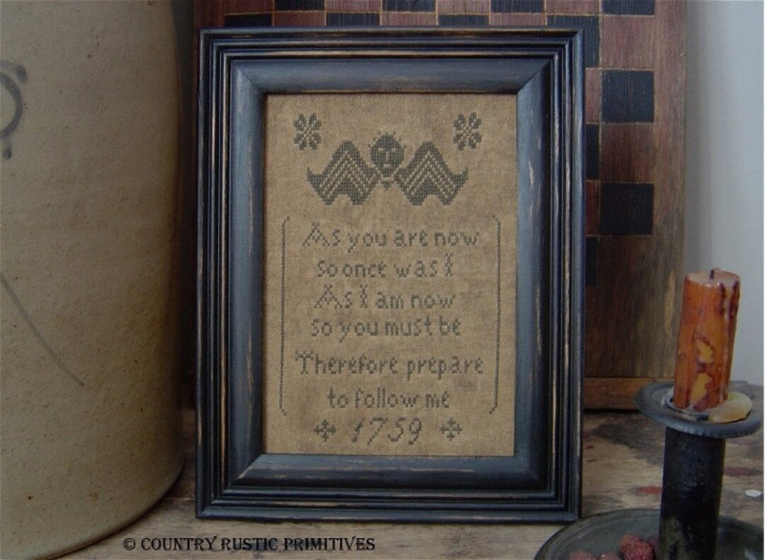 Primitive Winged Head Gravestone Sampler/cross Stitch E Pattern- PDF - Etsy