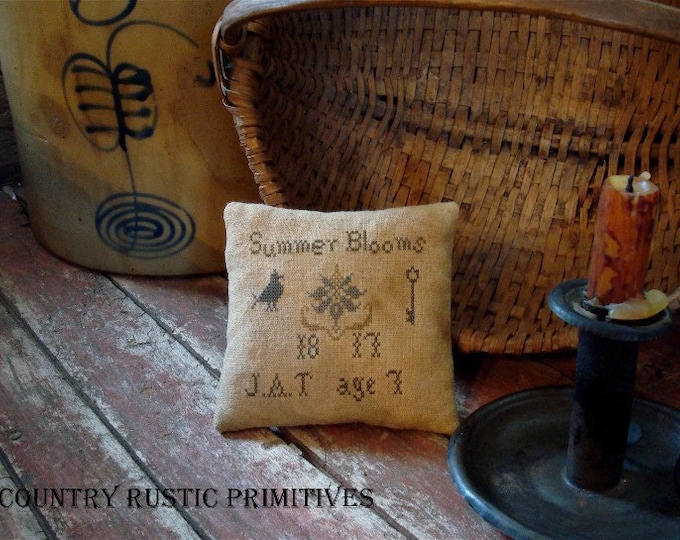 Primitive Summer Blooms 1817 Pinkeep Cross Stitch E Pattern - Etsy