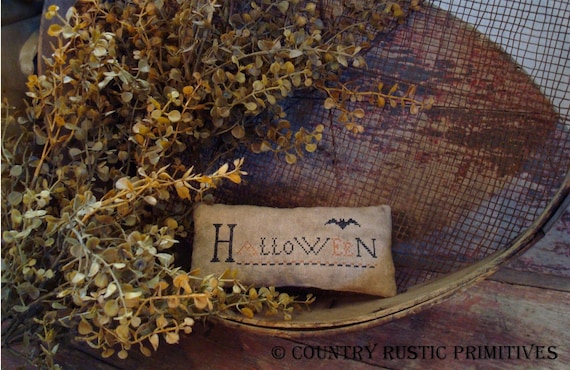 Primitive Halloween Pinkeep Cross Stitch E Pattern PDF - Etsy