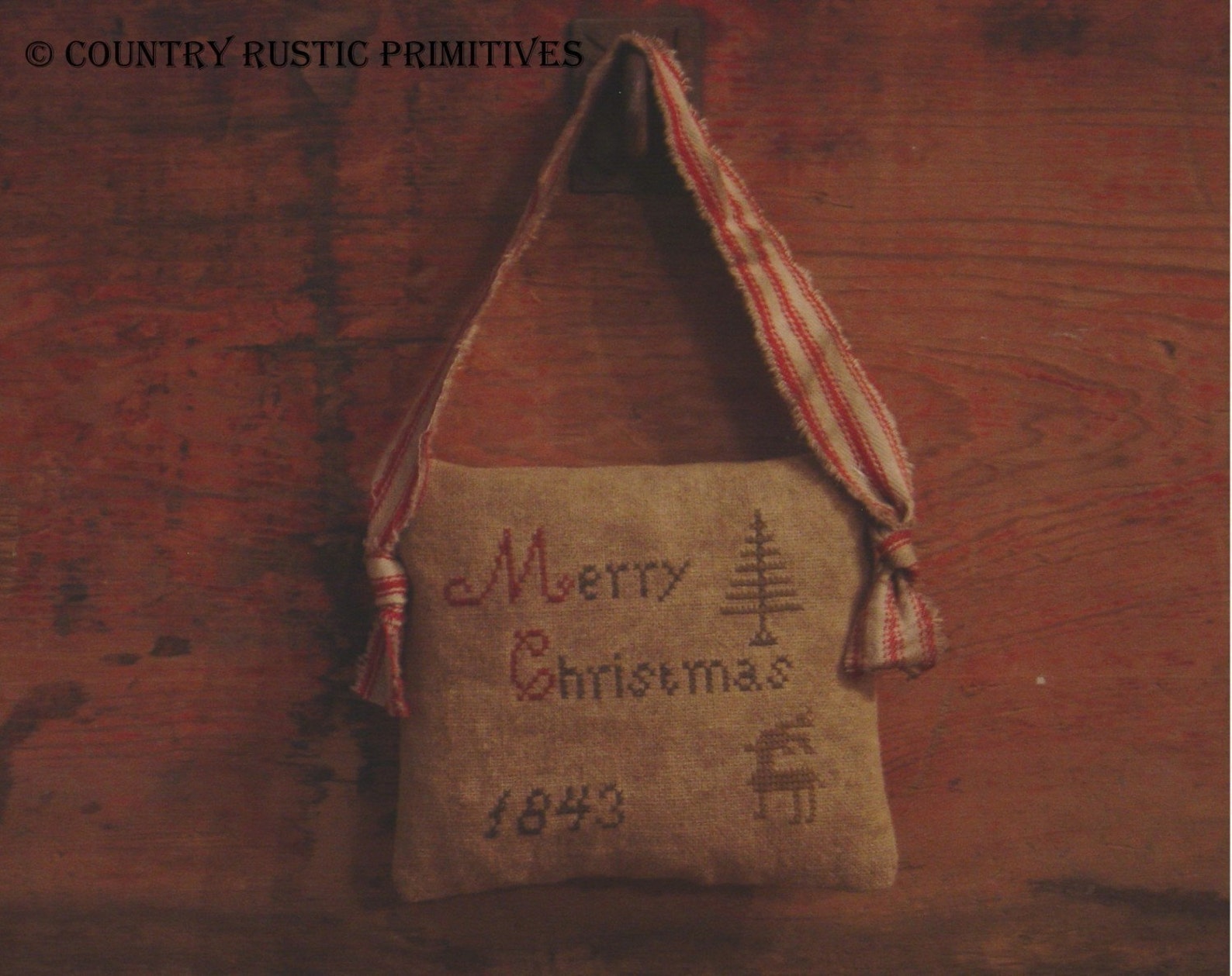 Primitive Merry Christmas Cupboard Hanger Cross Stitch E Pattern PDF - Etsy
