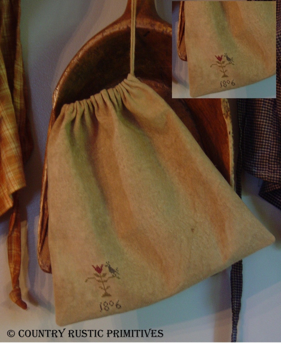 Primitive 1806 Flower Motif Ditty Bag Cross Stitch E Pattern - Etsy