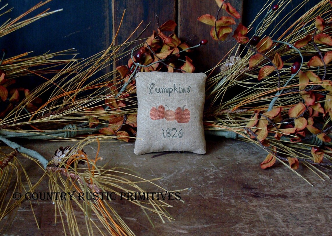 Primitive 1826 Pumpkins Pinkeep Cross Stitch E Pattern PDF - Etsy