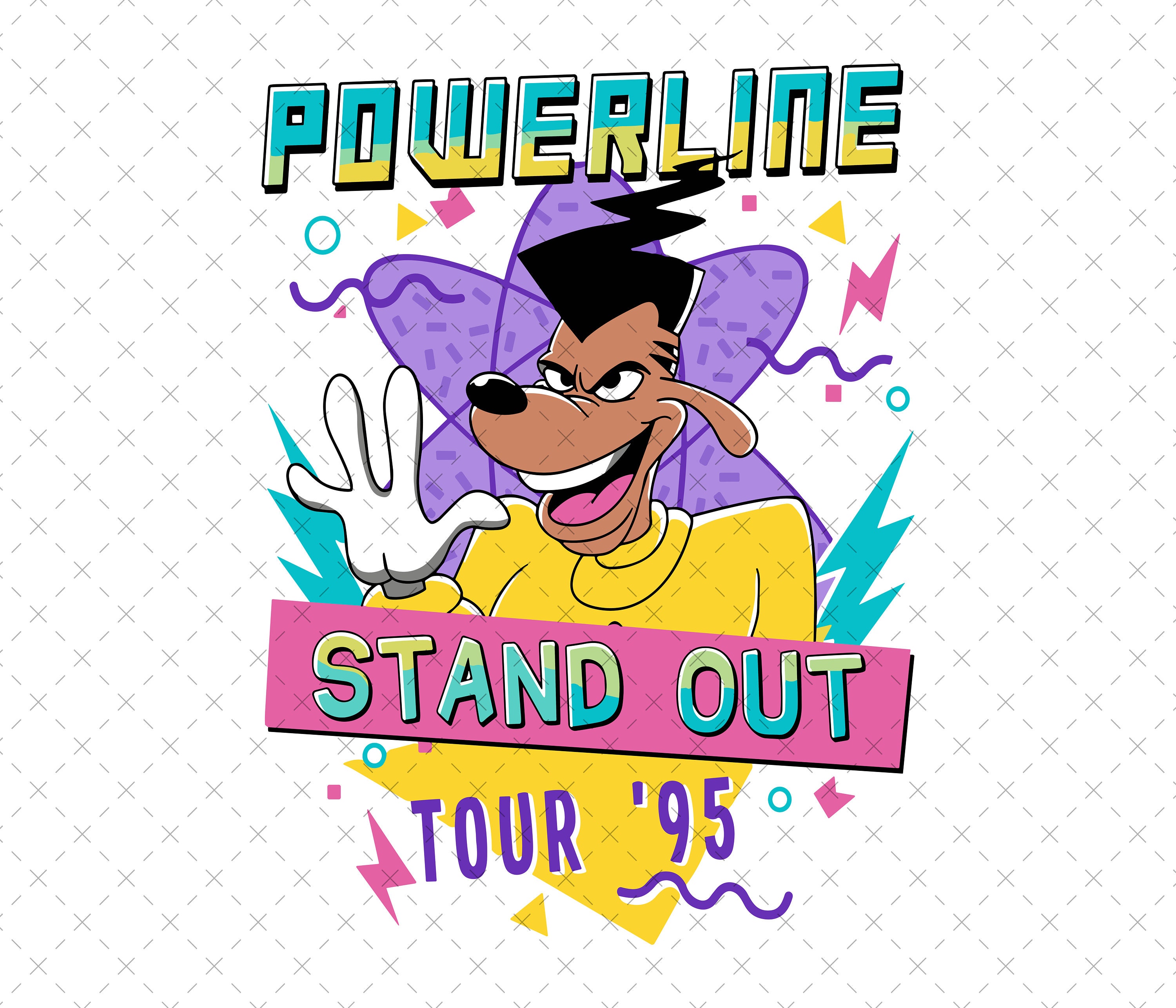 Powerline Stand Out Tour 95 Png, Goofy Powerline Png, Vintage Goofy ...