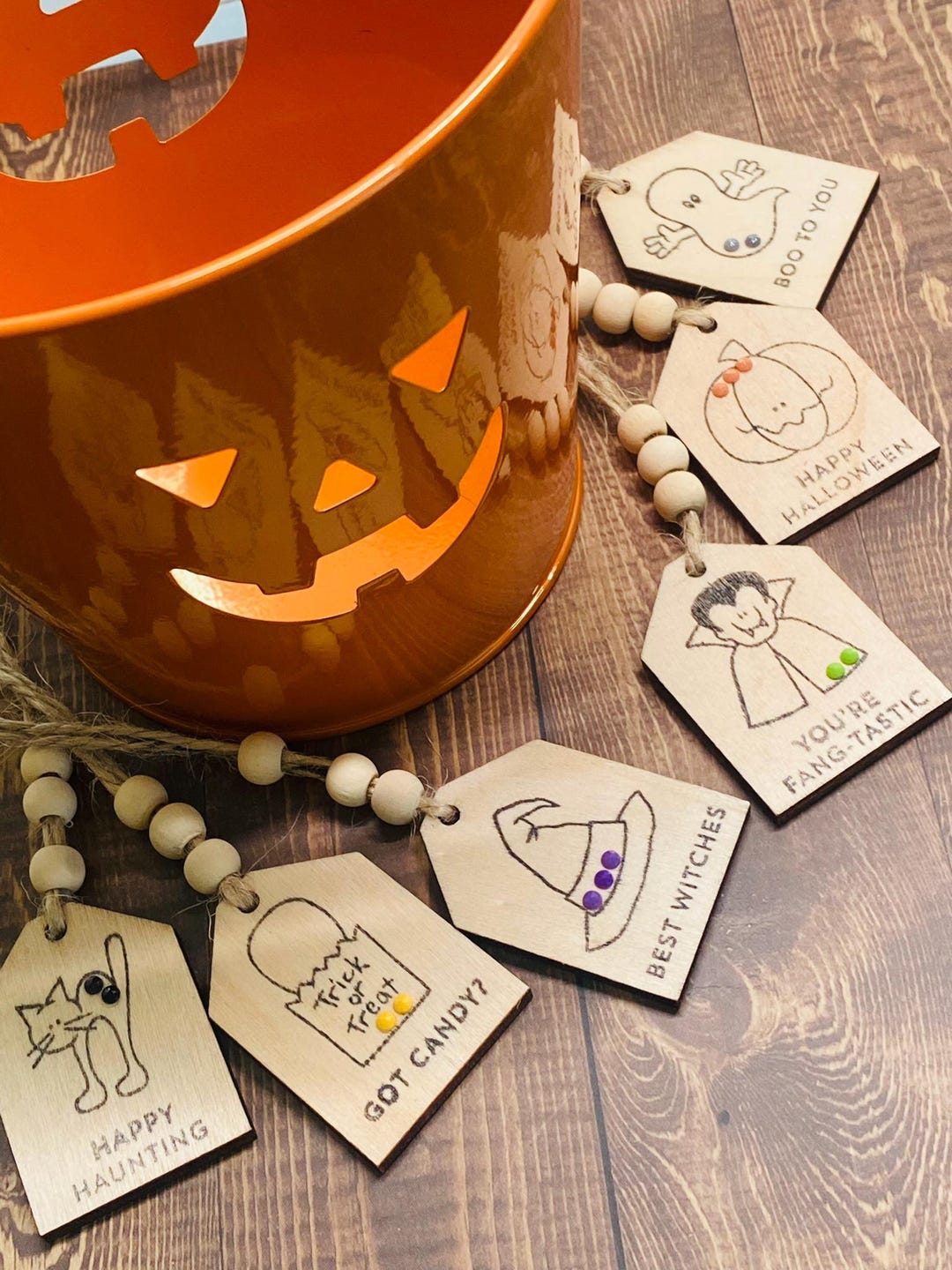 12 Wood Halloween Tags for Gift Bags, Boo Bags, Goodie Bag Tag - Etsy