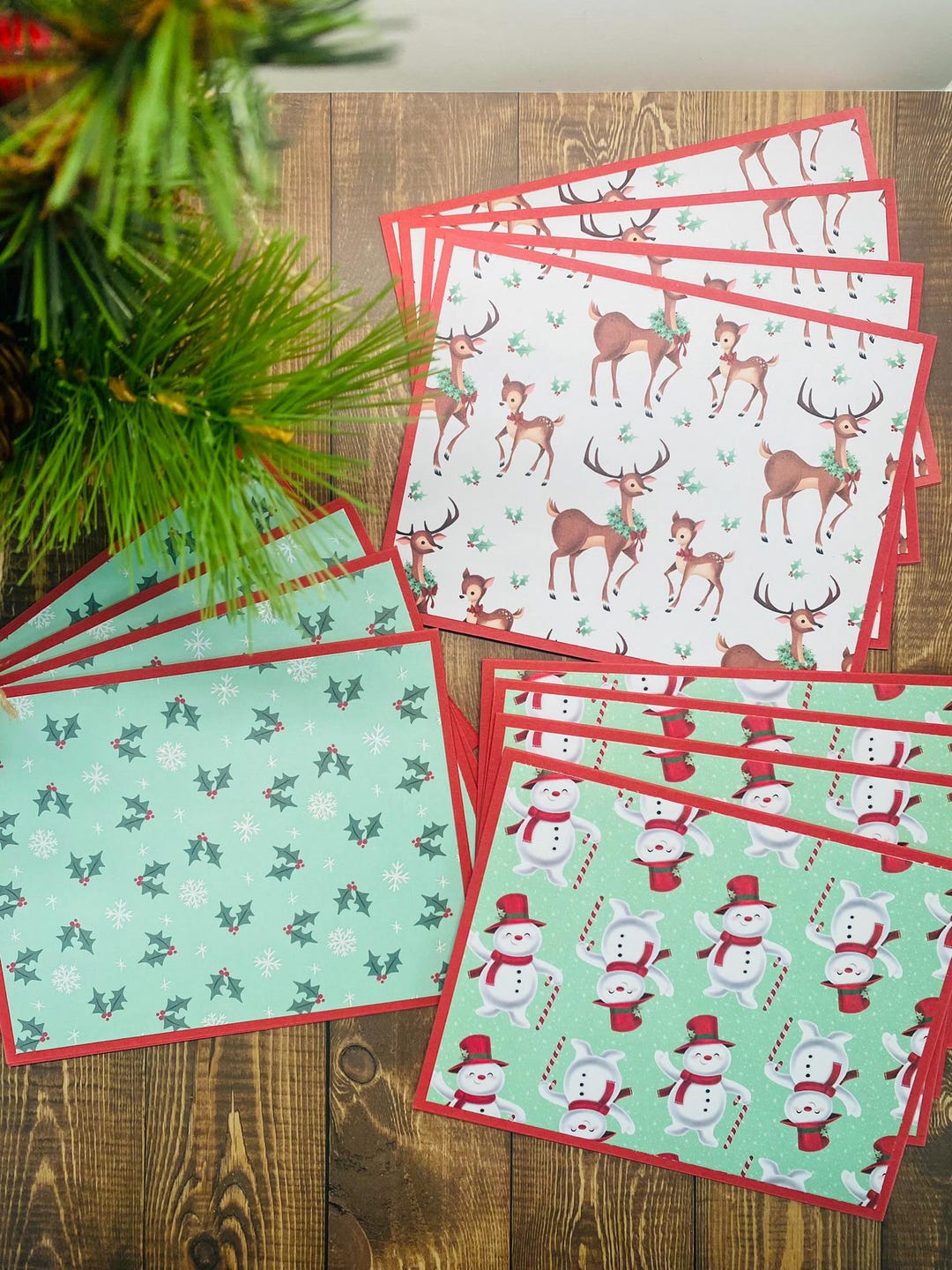 Set of 12 Handcrafted Christmas Cards, Holiday Note Cards, Holiday Note ...