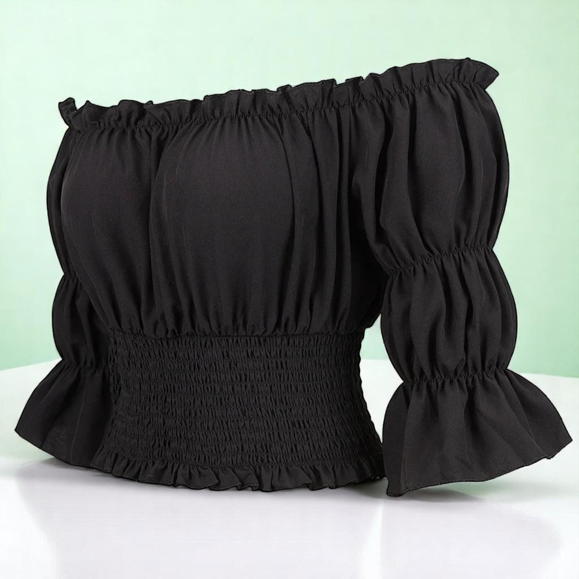 Women's Pirate Blouse - Medieval Off-shoulder Peasant Shirt ...