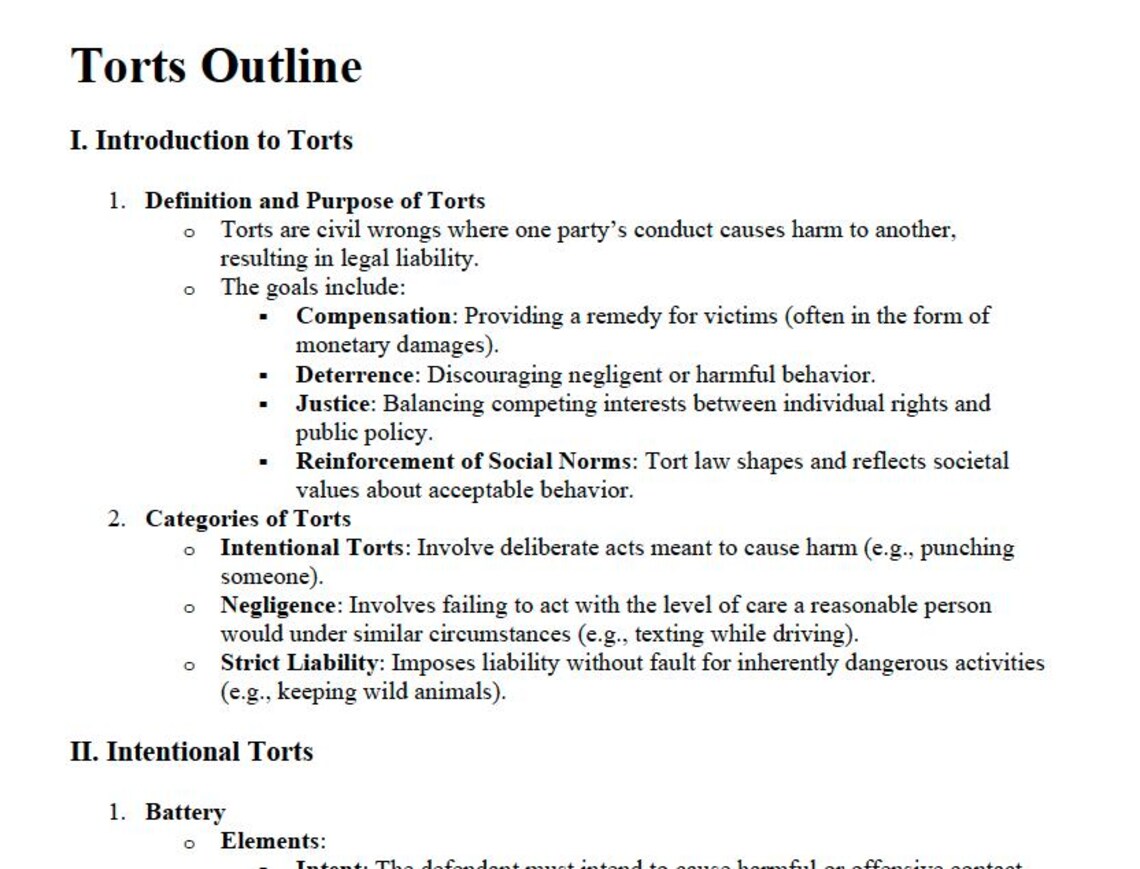 The ULTIMATE 1L OUTLINE BUNDLE! Includes: Contracts, Property, Torts ...