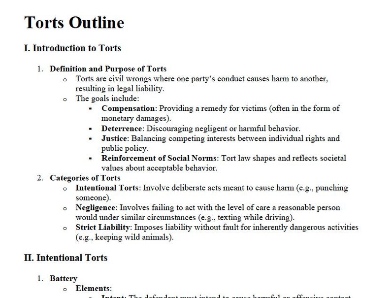 The ULTIMATE 1L OUTLINE BUNDLE! Includes: Contracts, Property, Torts ...