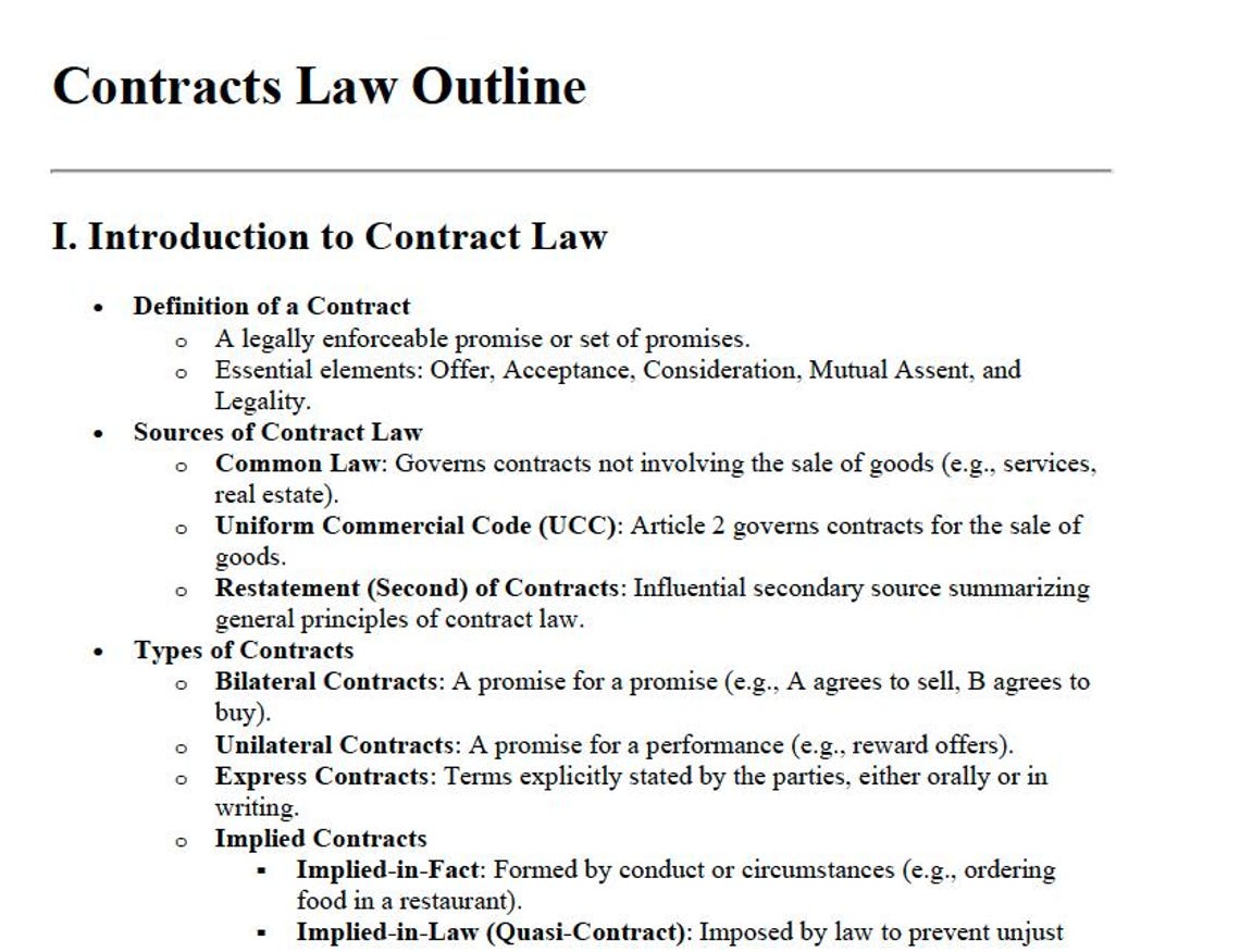 The ULTIMATE 1L OUTLINE BUNDLE! Includes: Contracts, Property, Torts ...