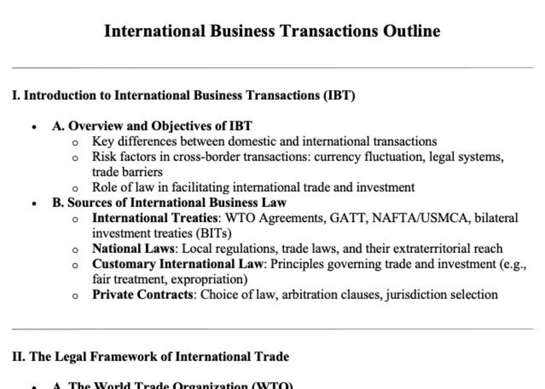 International Business Transactions Outline - Etsy