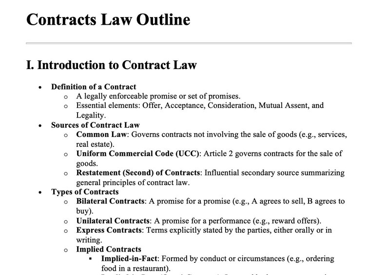 Contracts Law Outline - Etsy
