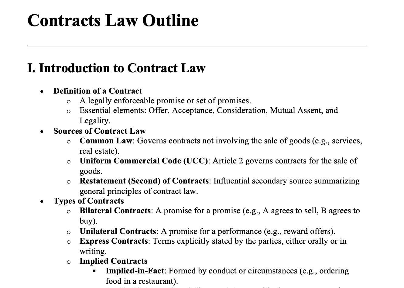 Contracts Law Outline - Etsy