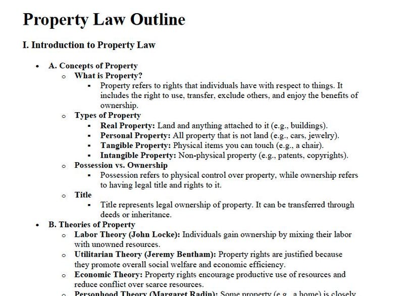 The ULTIMATE 1L OUTLINE BUNDLE! Includes: Contracts, Property, Torts ...