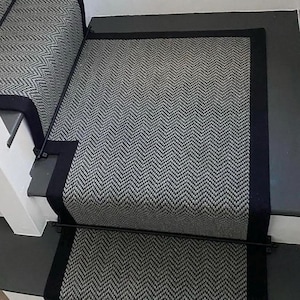 Herringbone Java Stair Runner With 100 % Cotton Black Border - Etsy UK