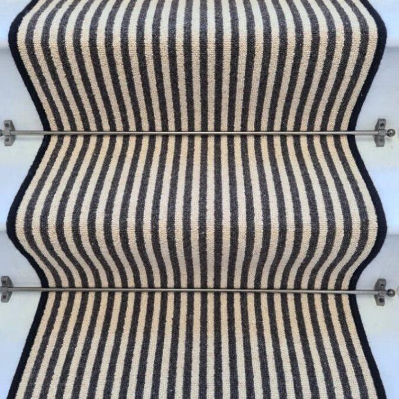 Stripe Quality Wool Stair Runner Loop Pile 100% Wool Edge - Etsy UK