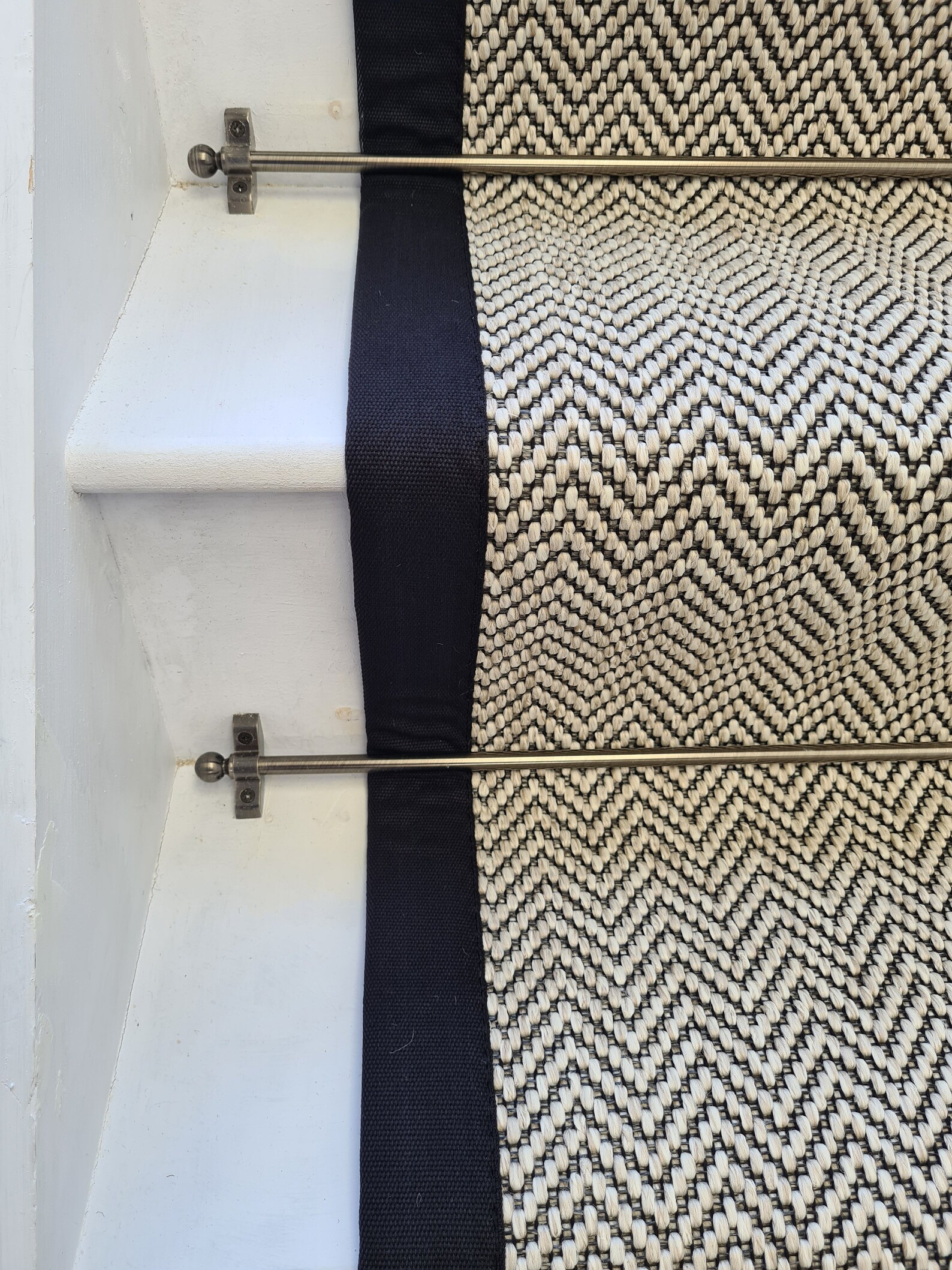 Herringbone Java Stair Runner With 100 % Cotton Black Border - Etsy UK