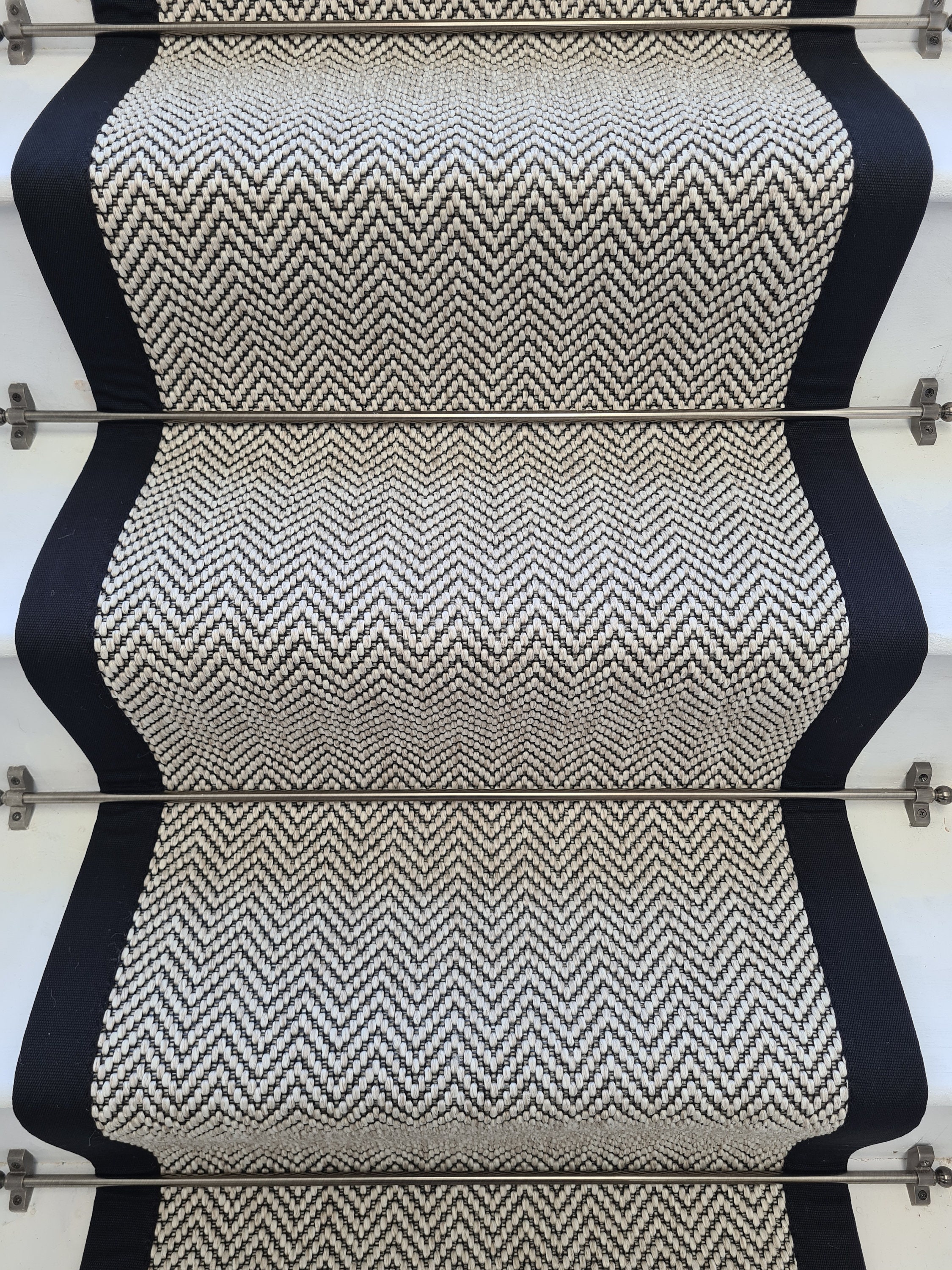 Herringbone Java Stair Runner With 100 % Cotton Black Border - Etsy UK