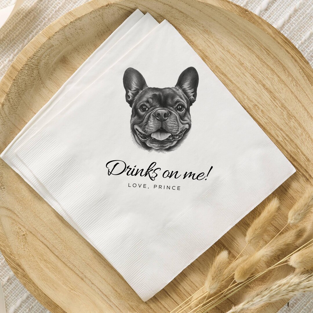 Custom Pet Cocktail Napkins, Personalized Pet Portrait Wedding Napkins ...