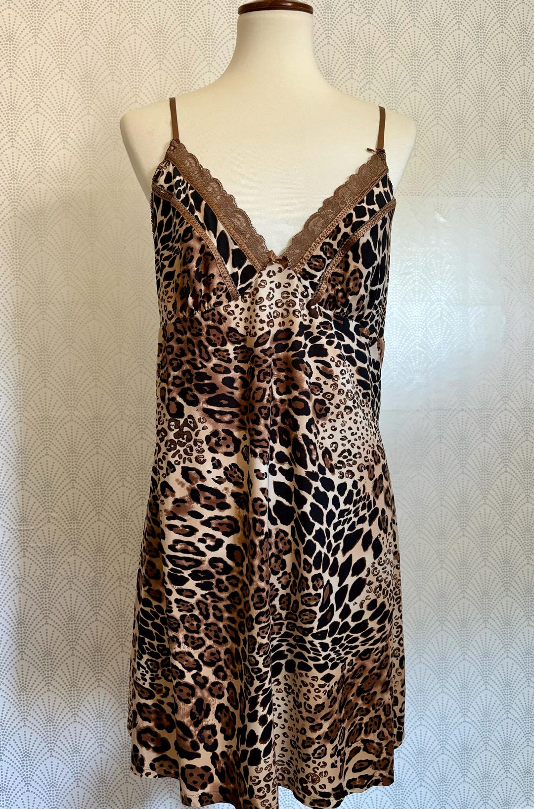 Sexy Leopard Animal Print Vintage Studio Donatello Slip Nightie Size XL ...