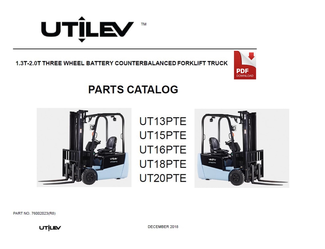 UTILEV 1.3t - 2.0t UT13PTE- UT20PTE 3-wheel Electric Forklift Parts ...