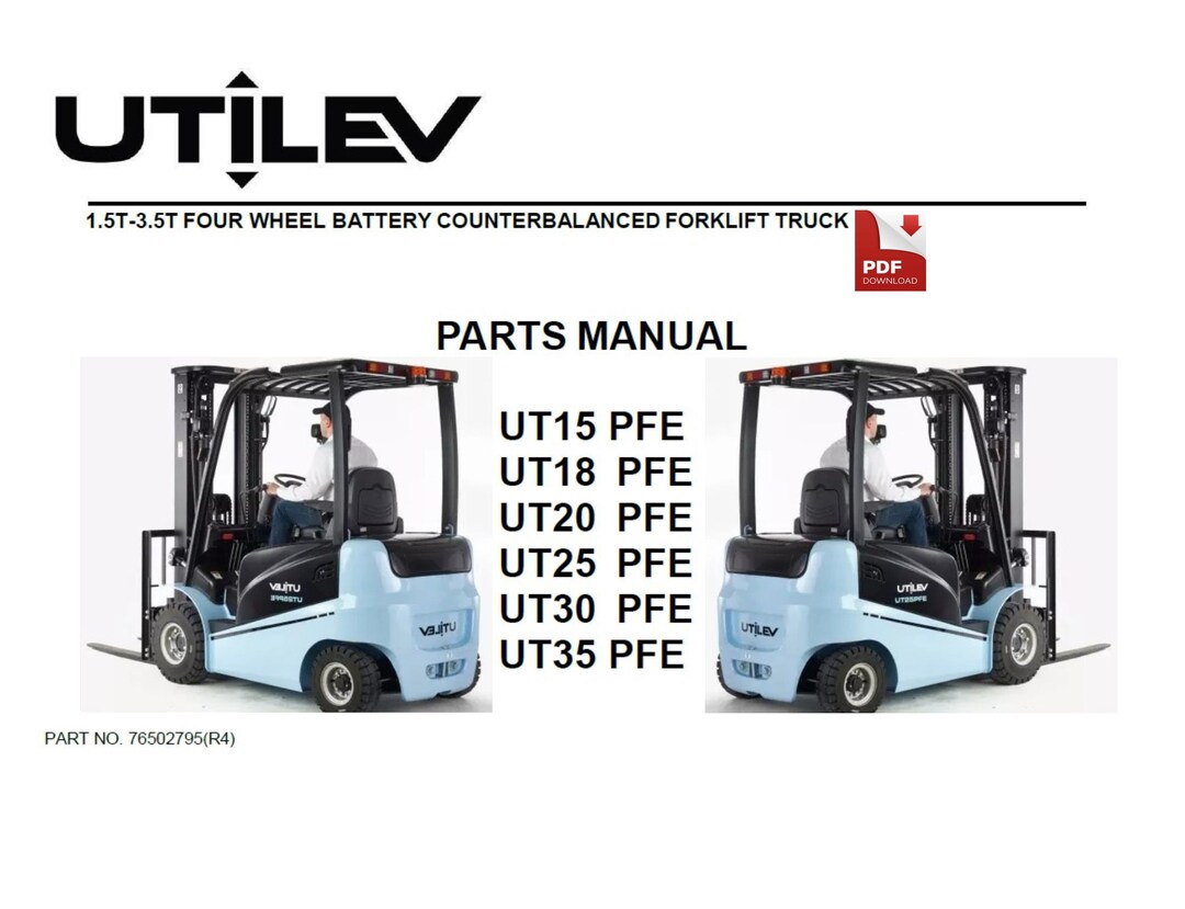 UTILEV 1.5t - 3.5t UT15PFE - UT35PFE 4-wheel Electric Forklift Parts Manual PDF - Etsy