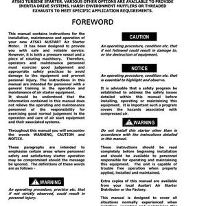 AUSTART ATS63 Air Turbine Starter Maintenance and Repair Manual - Etsy