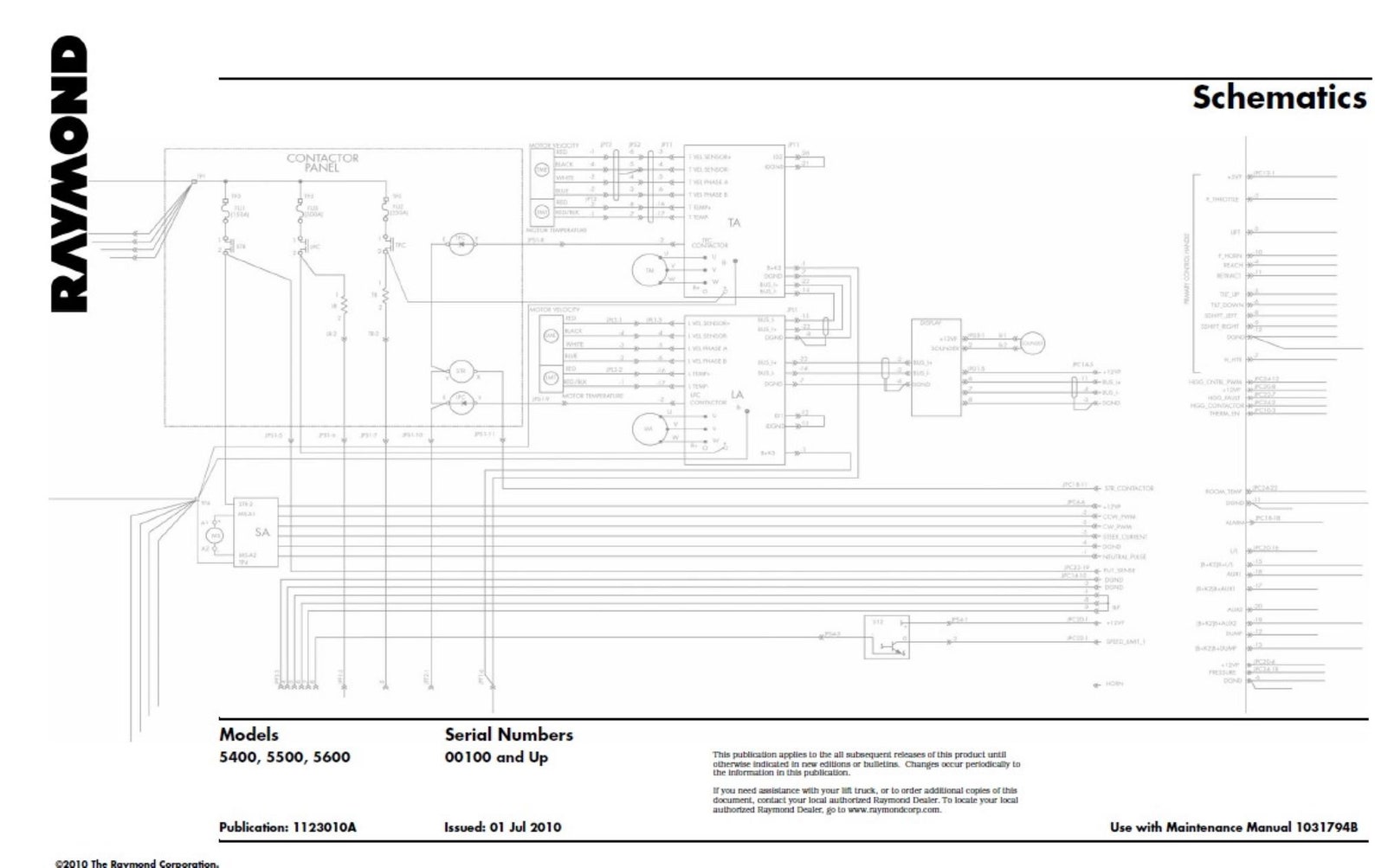 RAYMOND Electric Order Picker 5400, 5500, 5600 Series Service Repair ...