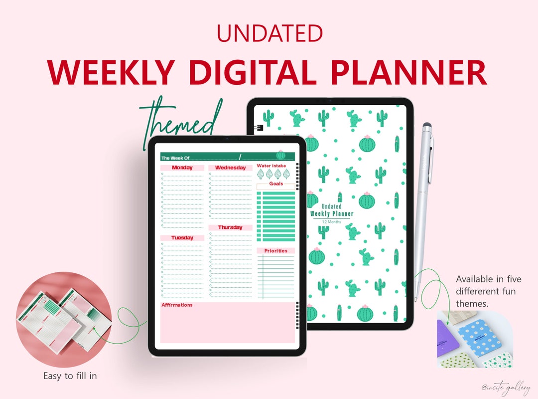 Undated Succulent Plants-themed Digital Planner - Simple, Stylish, and ...