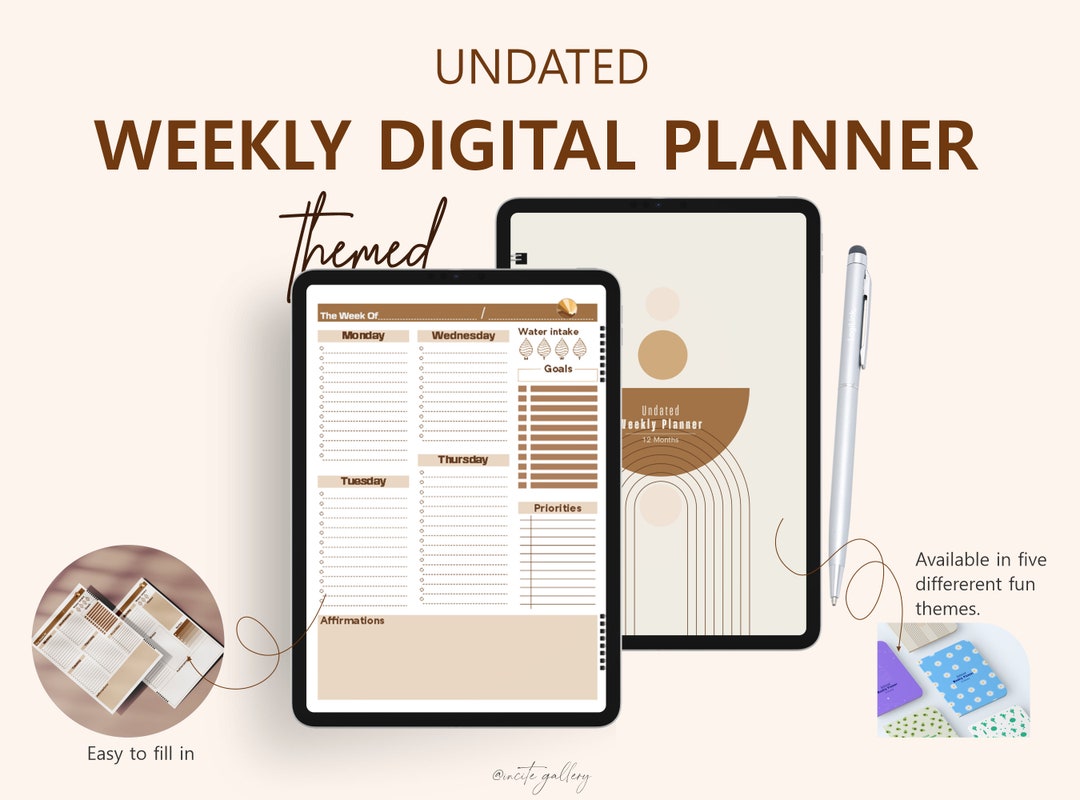 Abstract Bohemian-themed Digital Planner| UNDATED WEEKLY Planner ...