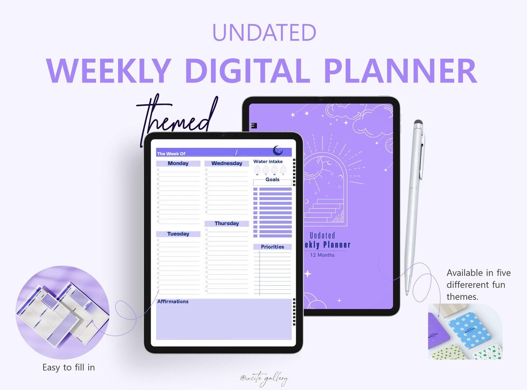 Stellar Galactic Theme Digital Planner| UNDATED WEEKLY Planner| Cosmos ...