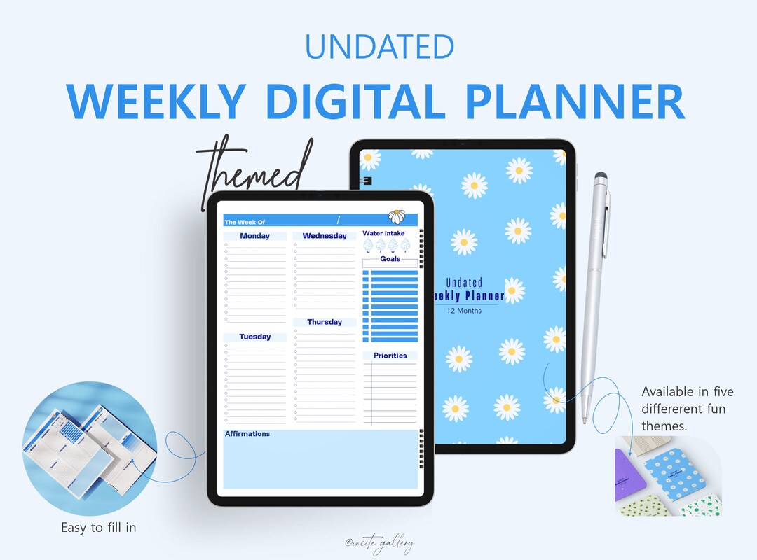 Daisy-themed Digital Planner| UNDATED WEEKLY Planner| Daisy Lover Gift ...