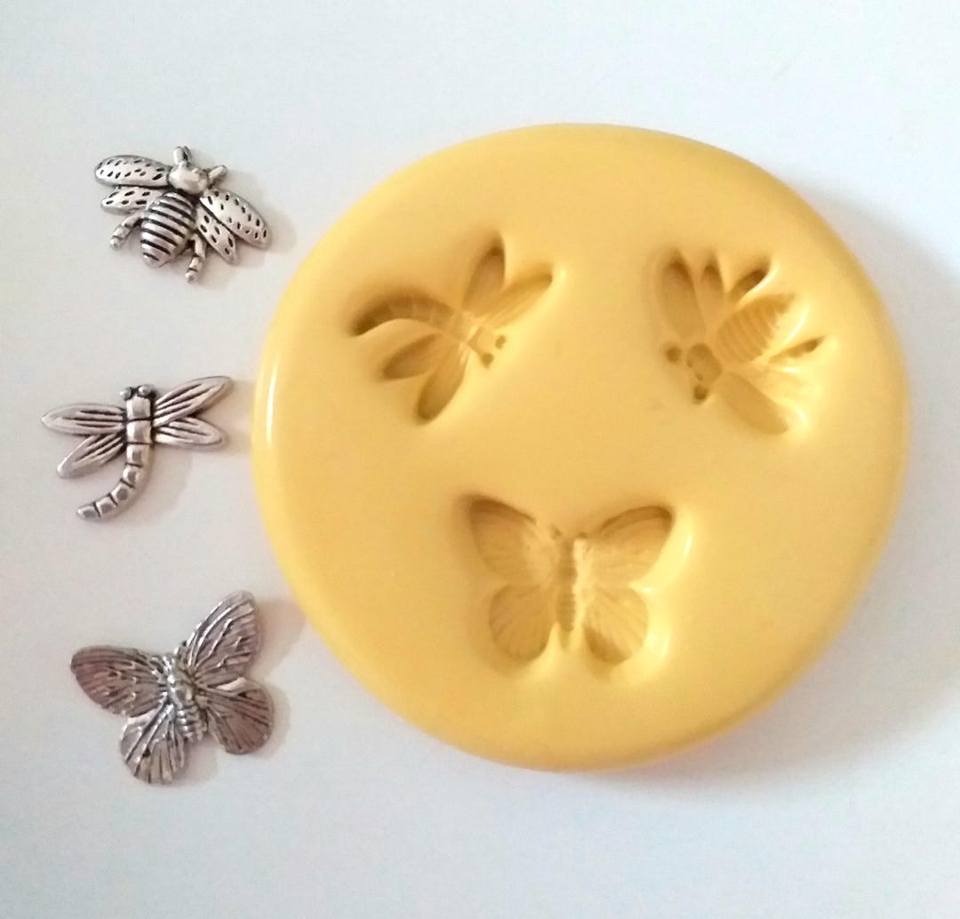 Small INSECTS Mould Bee Dragonfly Butterfly Food Safe Polymer Clay Cake ...