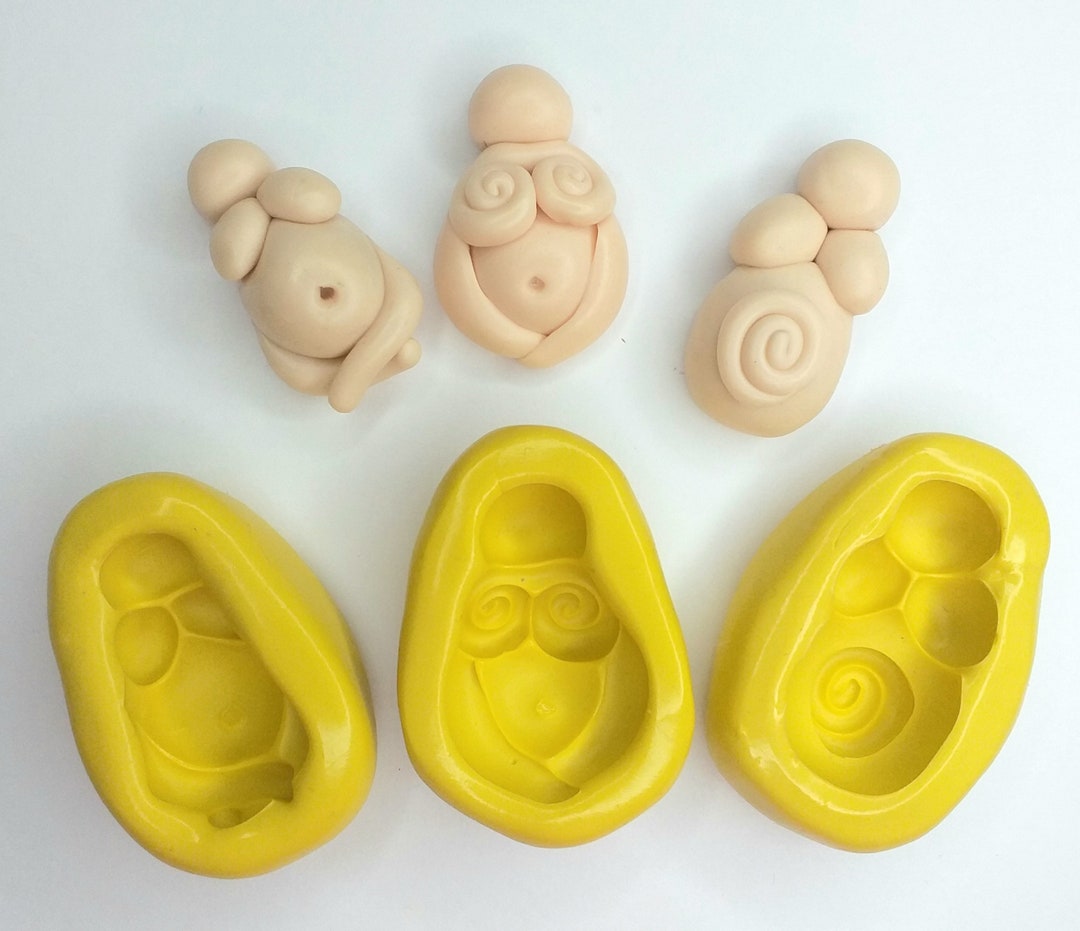 Earth Mother Goddess Mould Set 38/40 Mm Food Safe Flexible Polymer Clay ...