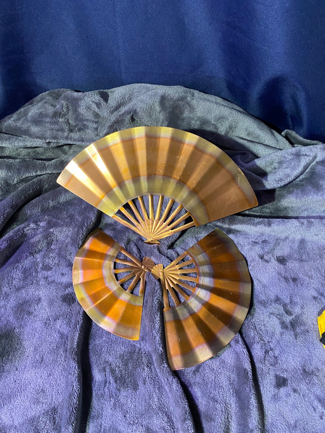 Homco Brass/ Copper Fans Set of 3 - Etsy