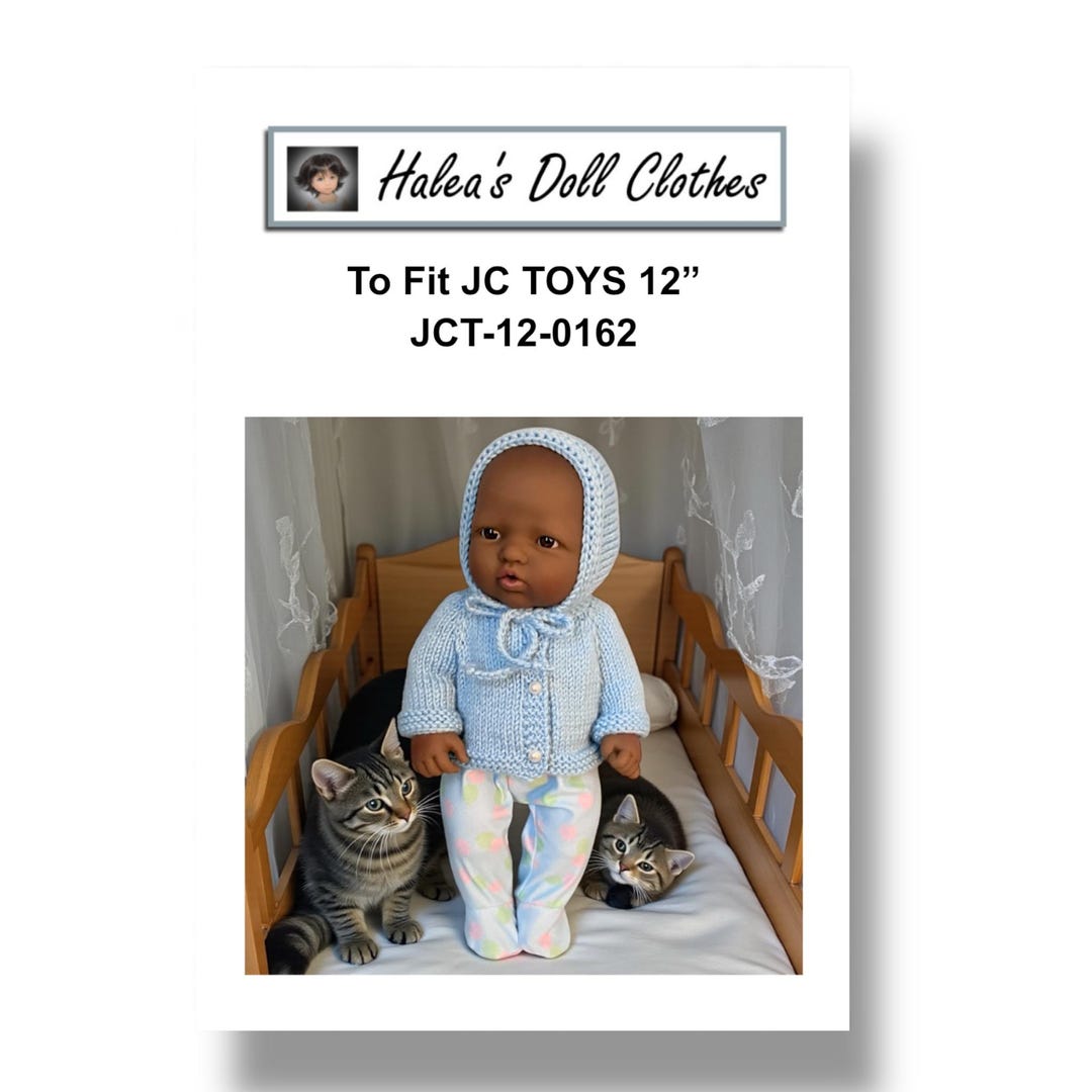 PDF Pattern #JCT-12-162 JC Toys 12 Inch Knit Sweater Bonnet Doll ...
