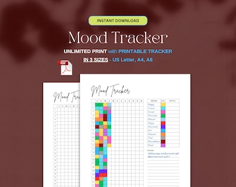 Yearly Mood Tracker, Printable Journal Tracker, Mood Planner, Yearly ...