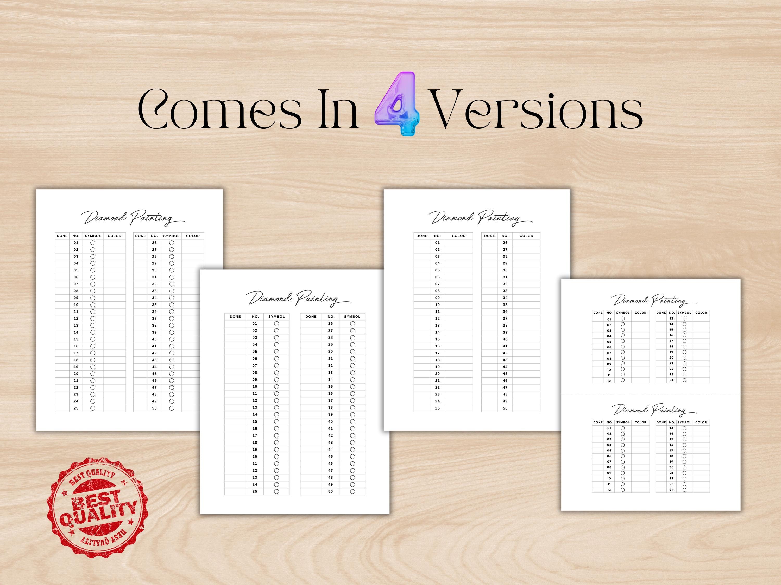 Diamond Painting Tracker Printable, Diamond Painting Art PDF, Diamond ...