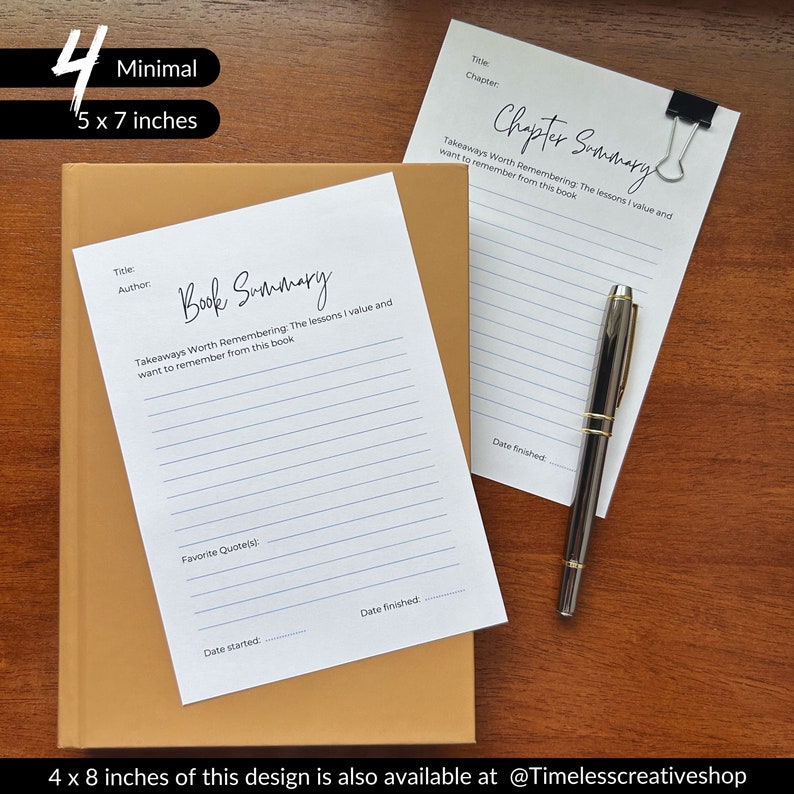 Printable Bookmark, Book Summary, Chapter Summary, Book Organizer, Book ...