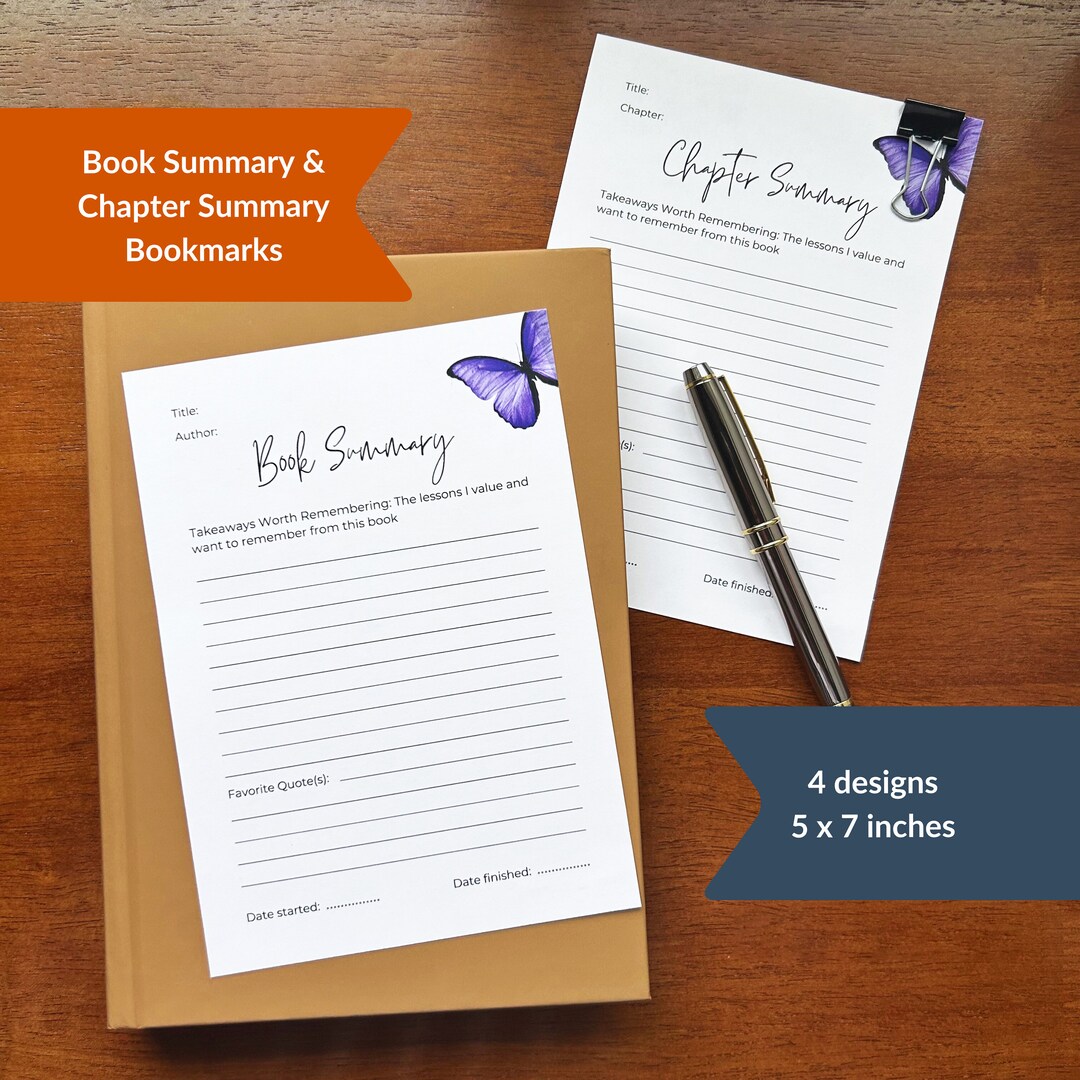 Printable Bookmark, Book Summary, Chapter Summary, Book Organizer, Book ...