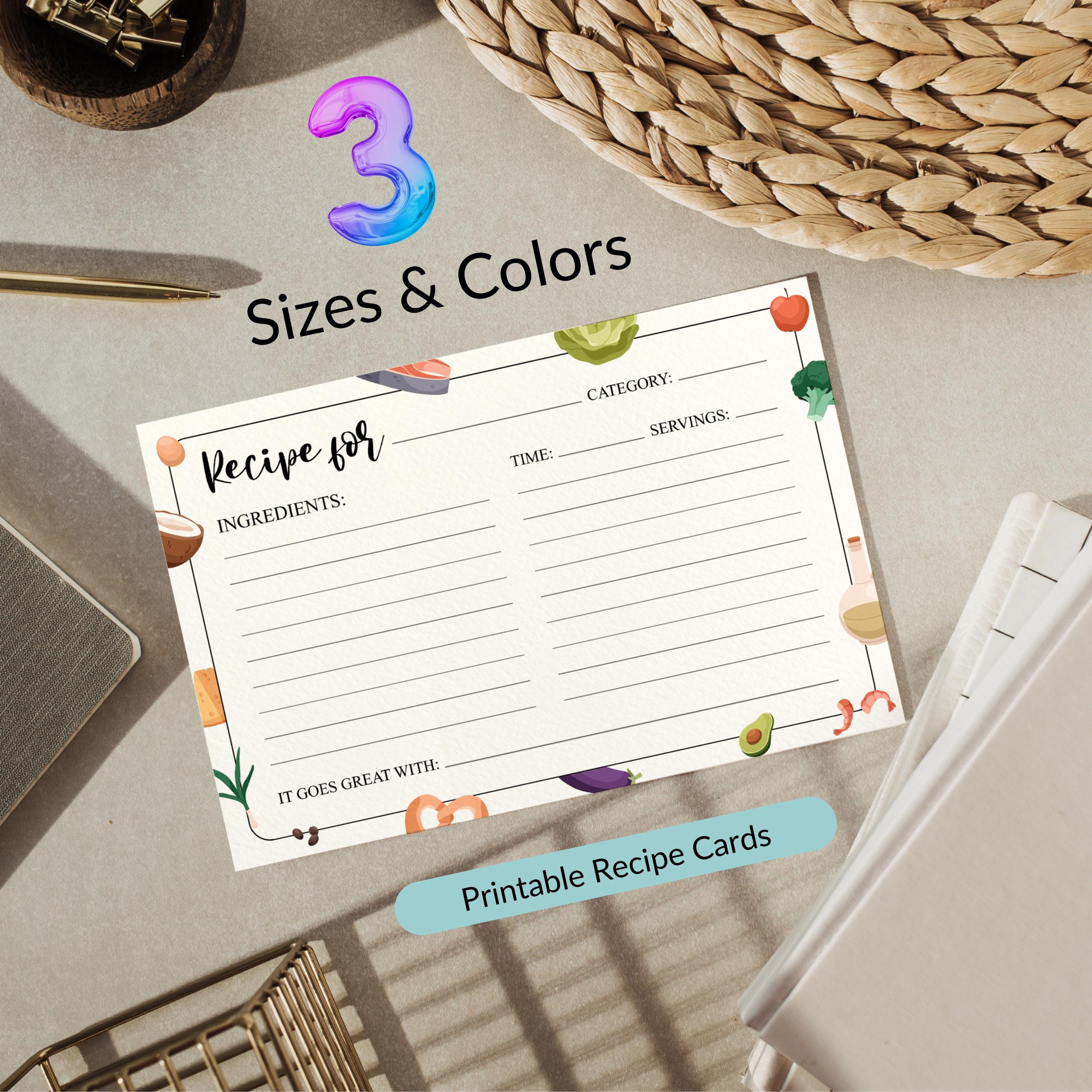Printable Recipe Cards , Fruit Recipe Cards , Modern Recipe Cards , 4x6 ...