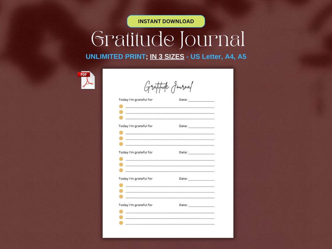 Gratitude Journal Tracker, Printable Journal Tracker, Daily Gratitude ...