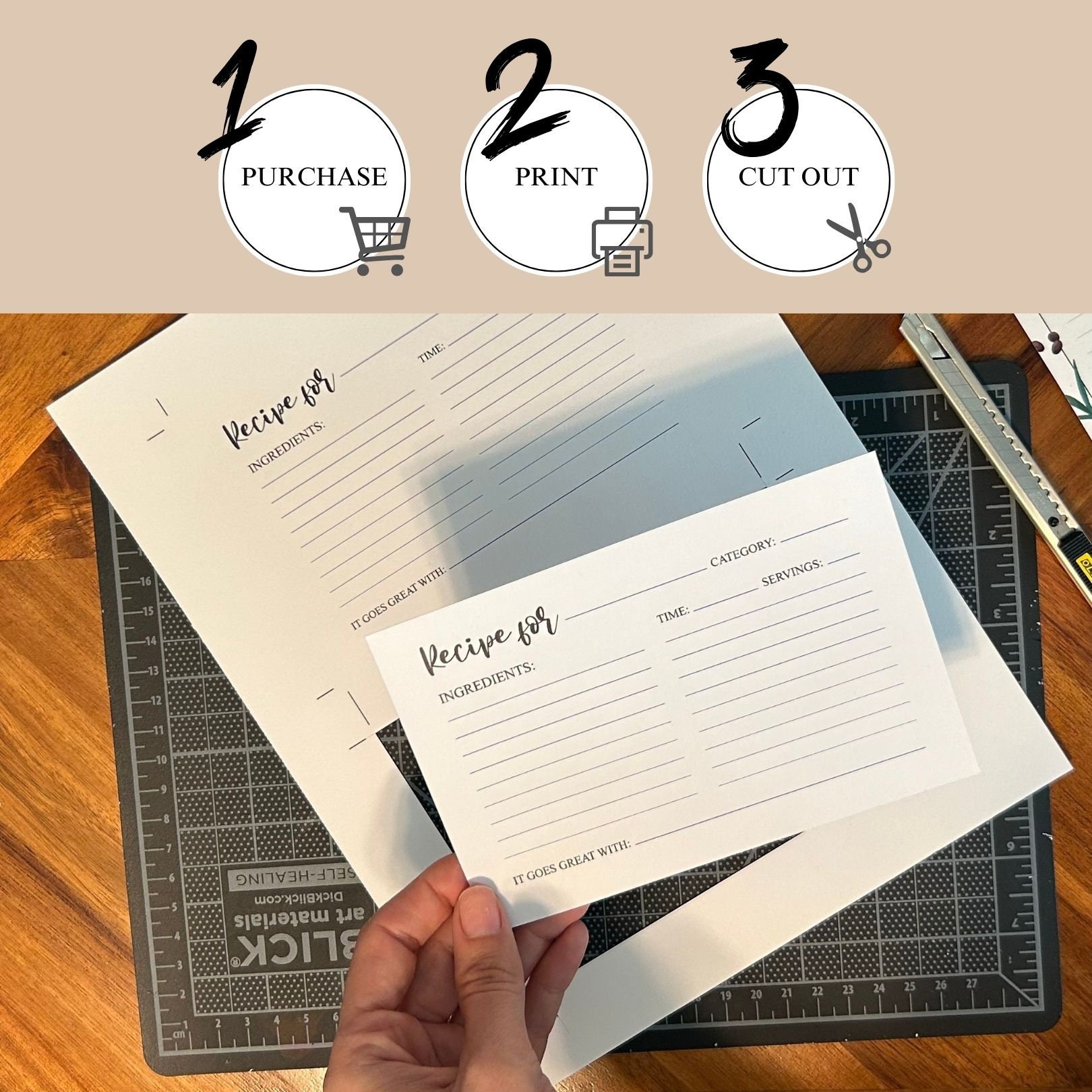 Printable Recipe Cards , Fruit Recipe Cards , Modern Recipe Cards , 4x6 ...