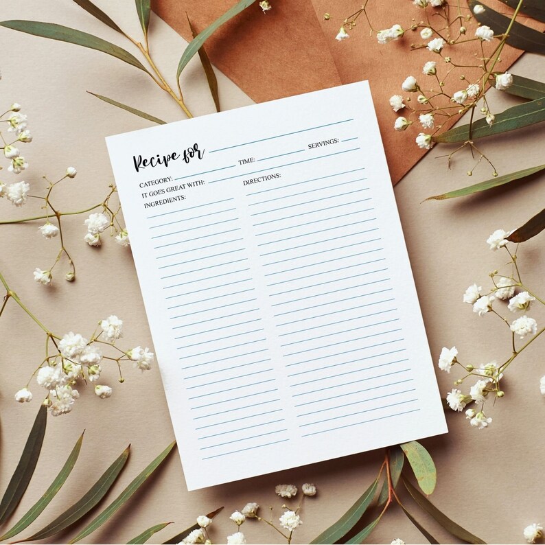 Printable Recipe Cards , Simple Minimal Recipe Cards , Recipe Cards ...