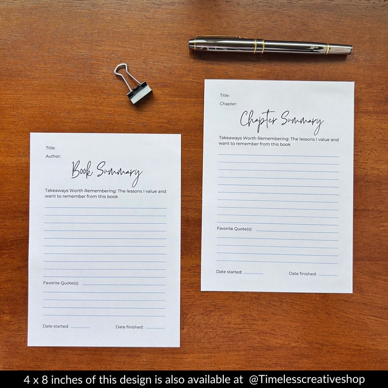 Printable Bookmark, Book Summary, Chapter Summary, Book Organizer, Book ...