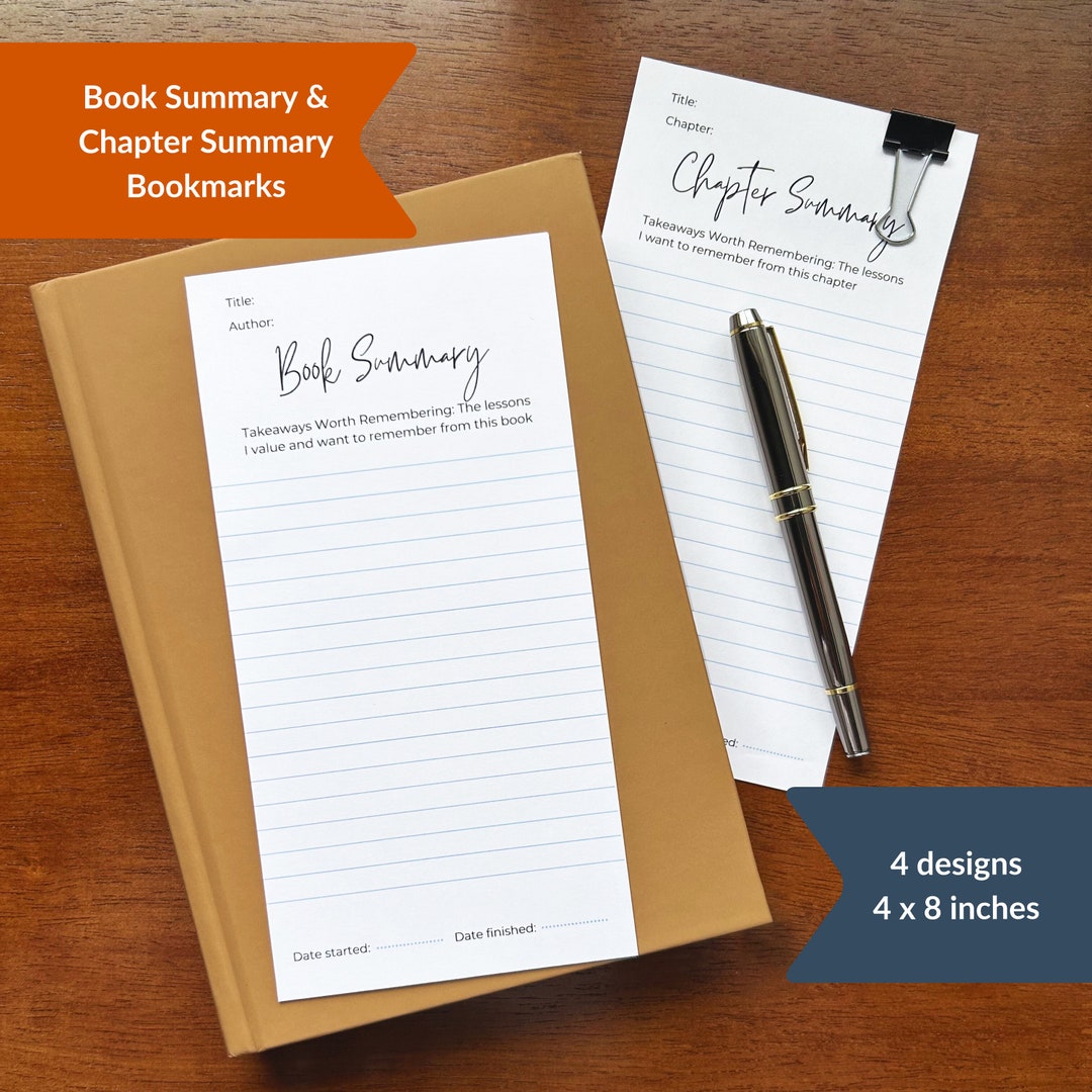 Printable Bookmark, Book Summary, Chapter Summary, Book Organizer, Book ...