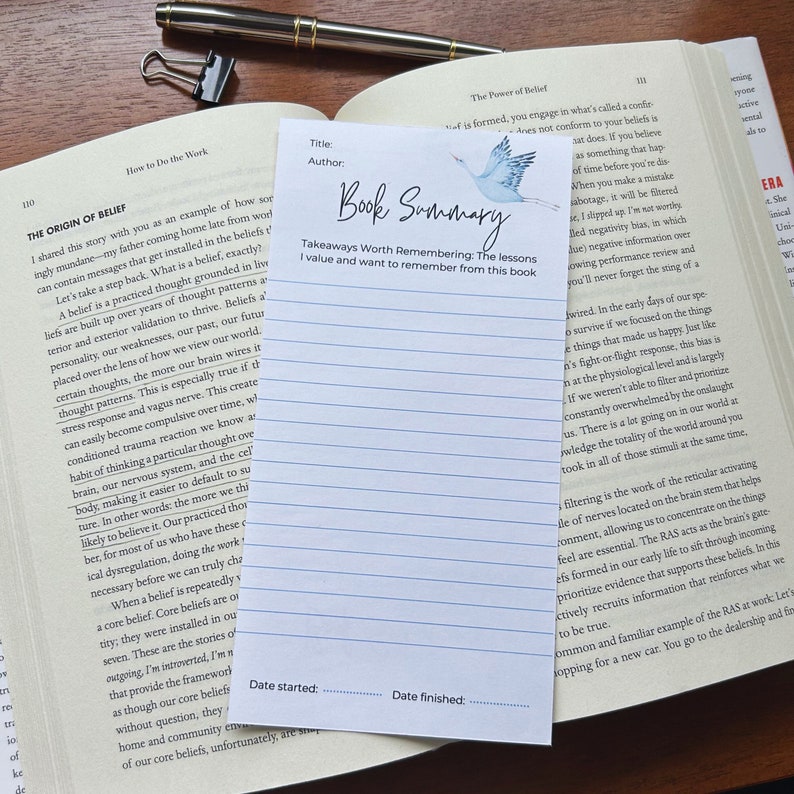 Printable Bookmark, Book Summary, Chapter Summary, Book Organizer, Book ...